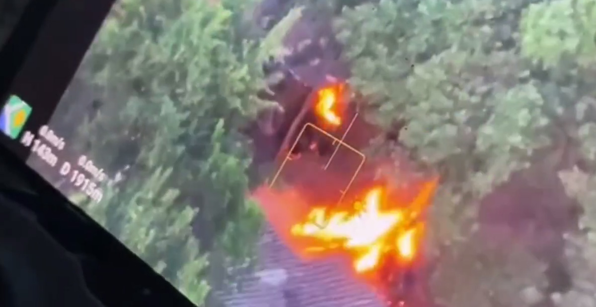 Precise hit from a drone in a Russian dugout, followed by detonation ...