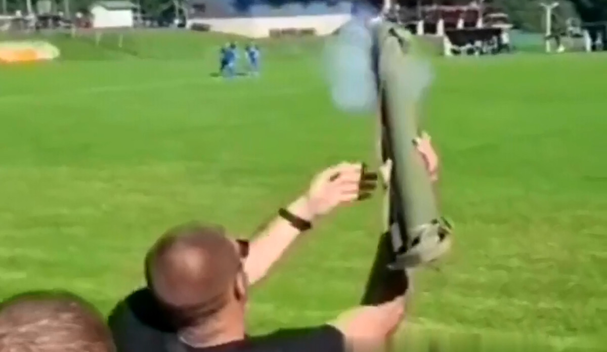 In Croatia, a fan fired a rocket-propelled grenade at a football match ...