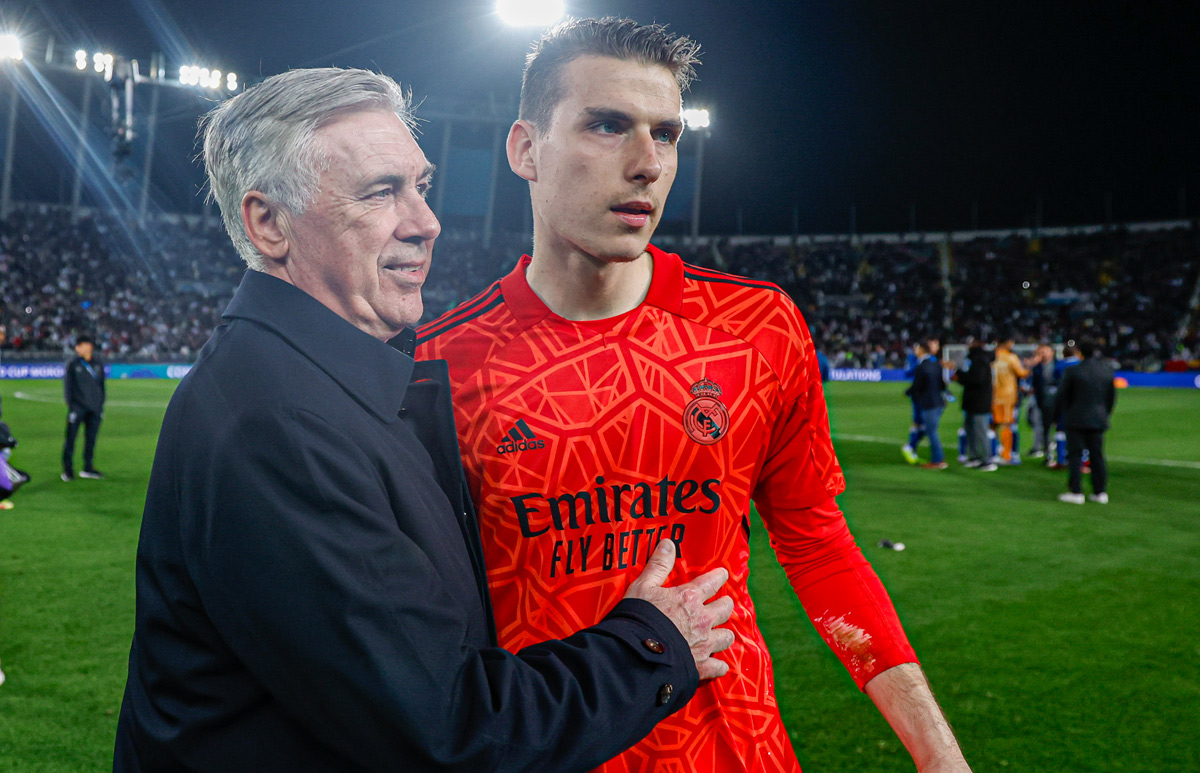 Andriy Lunin addressed Carlo Ancelotti after his Champions League ...