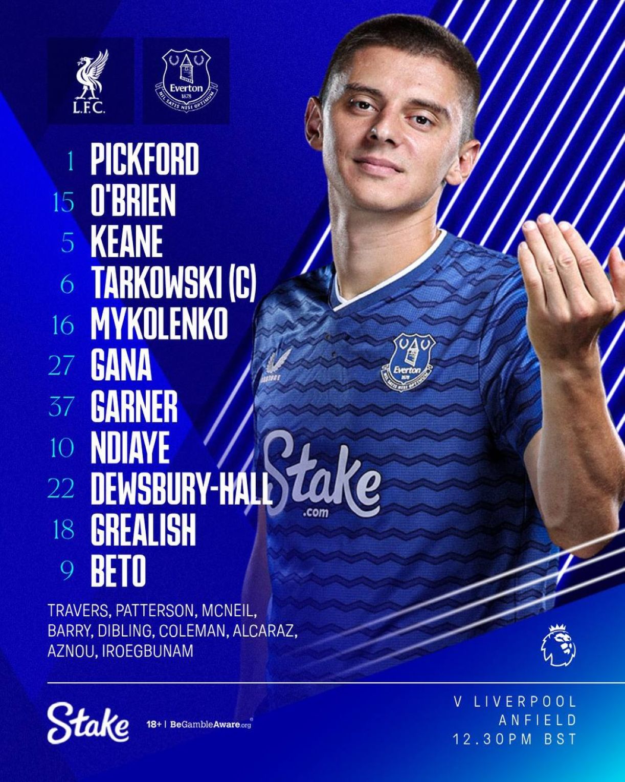Mykolenko — in the starting lineup of Everton for the match against ...
